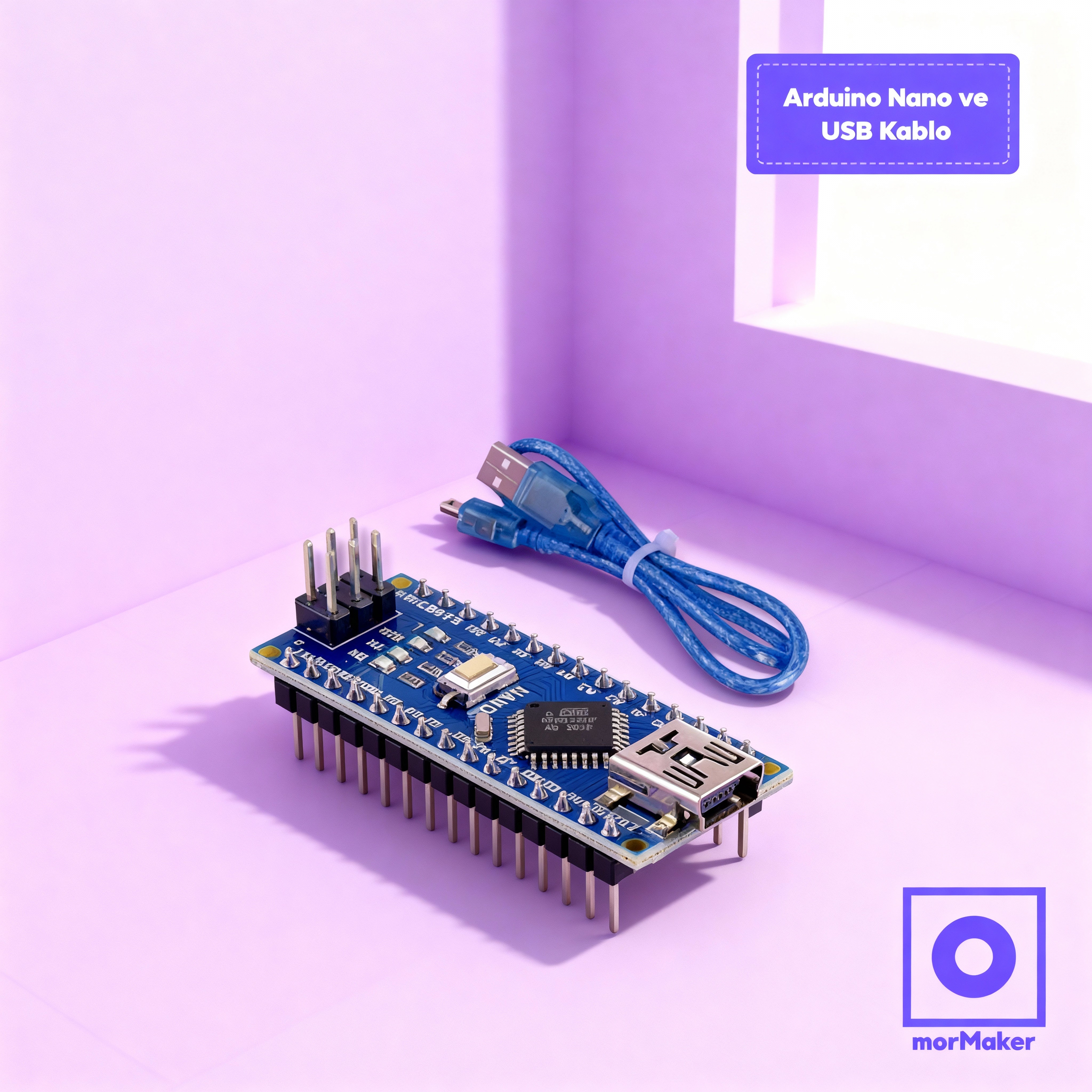 Arduino Nano Klon CH340 Chip ve USB Kablo – morMaker